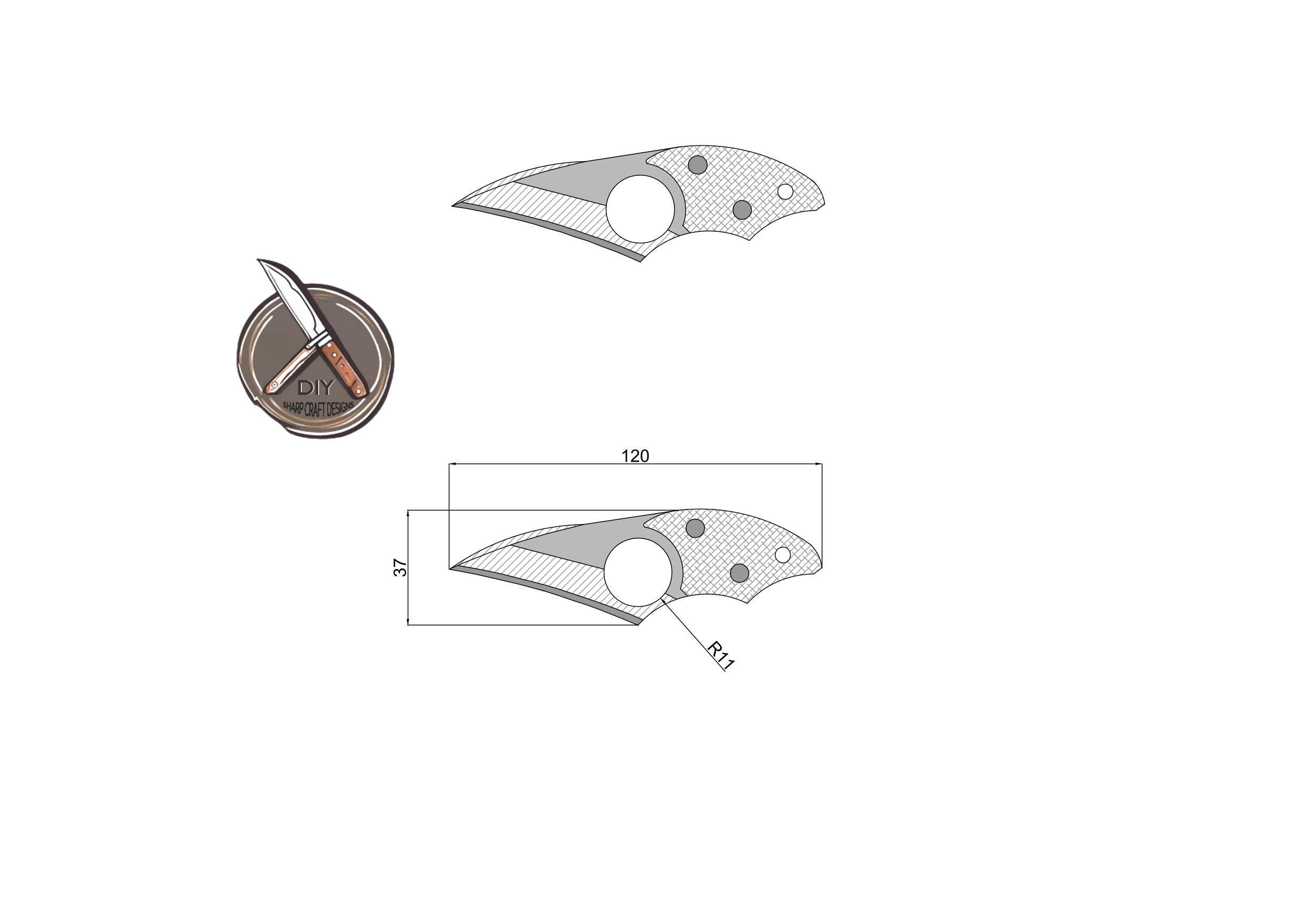 Karambit Knife Template: Compact Curved Blade Design (PDF DWG DXF) - Etsy