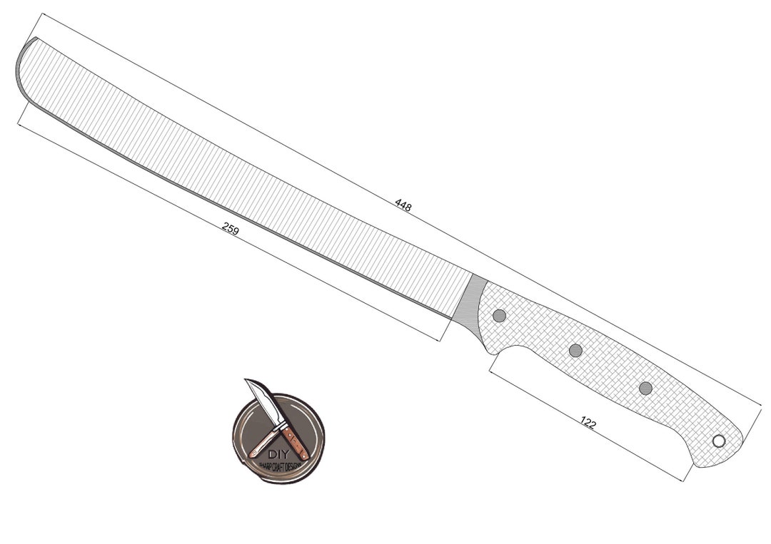 Machete Knife Design Template - Custom Pdf Dwg Dxf Plans for DIY Knife ...