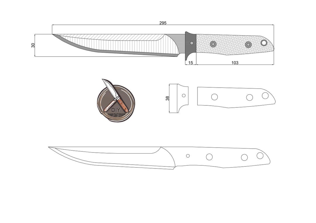 Hunting Knife Template: Classic Outdoor Blade Design (PDF DWG DXF) - Etsy