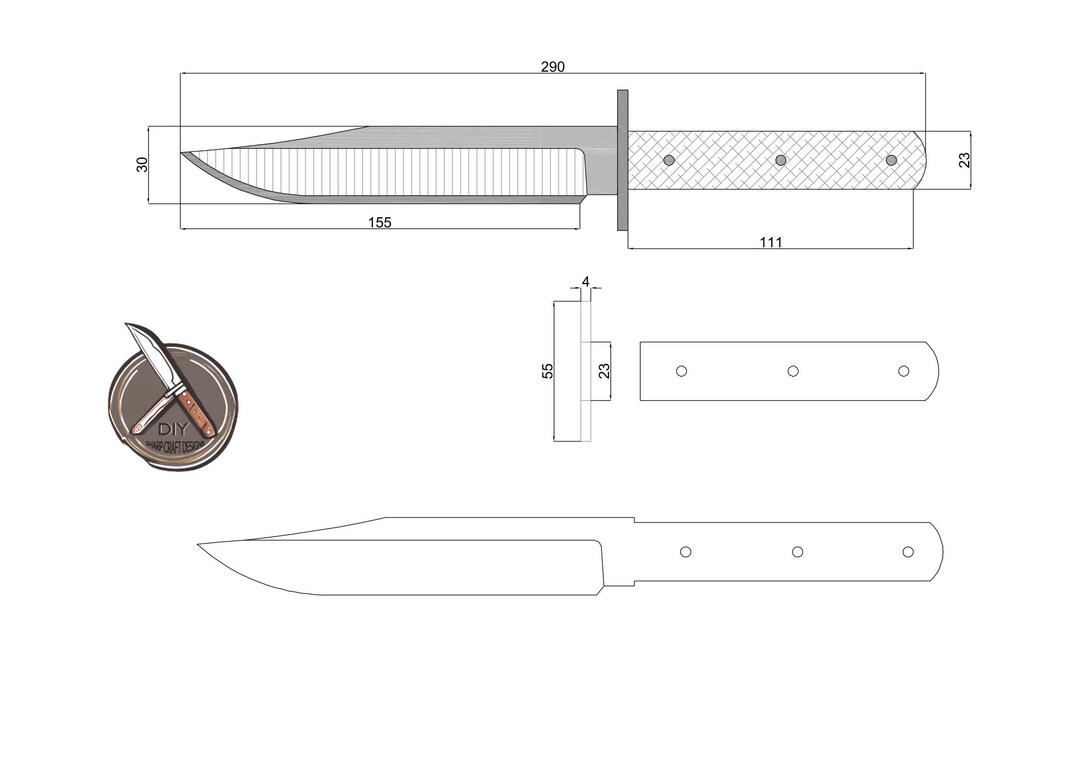 Comprehensive Commando Knife Digital Template - Detailed PDF, DXF, DWG ...