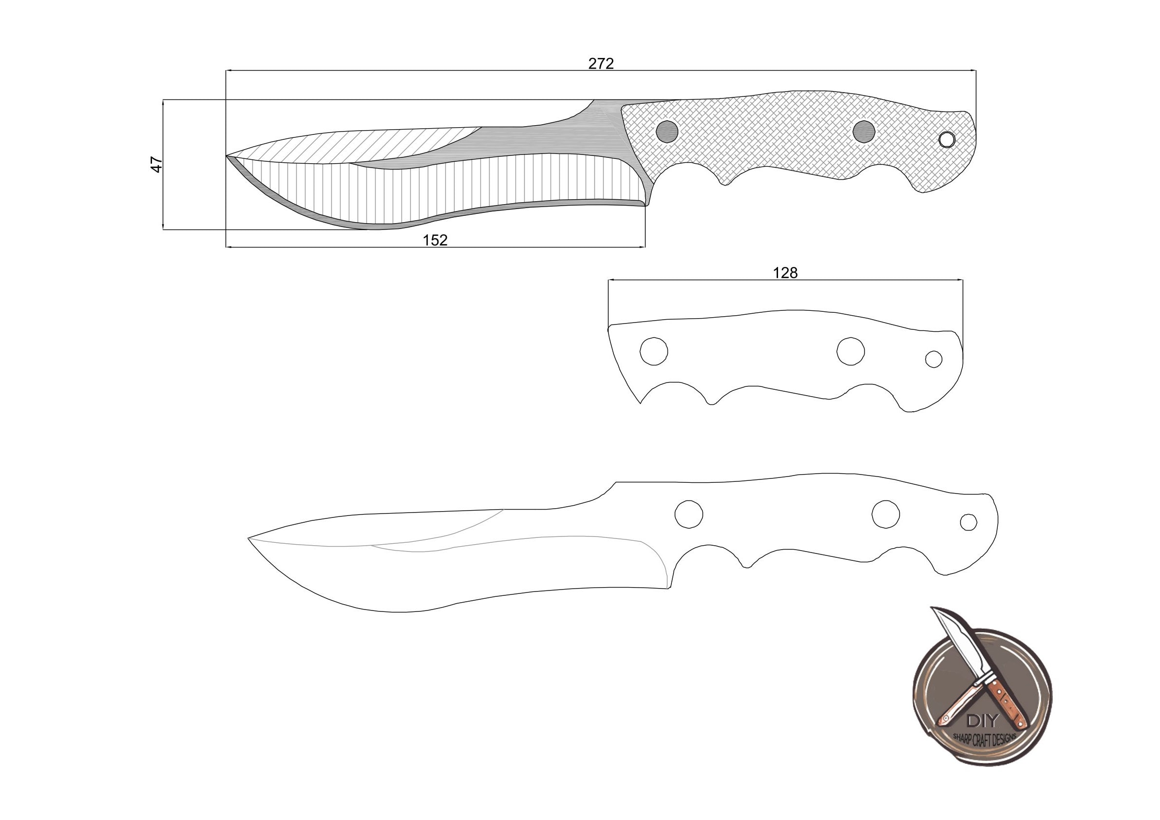 Sleek Utility Knife Digital Template, Modern EDC Knife Crafting Design ...