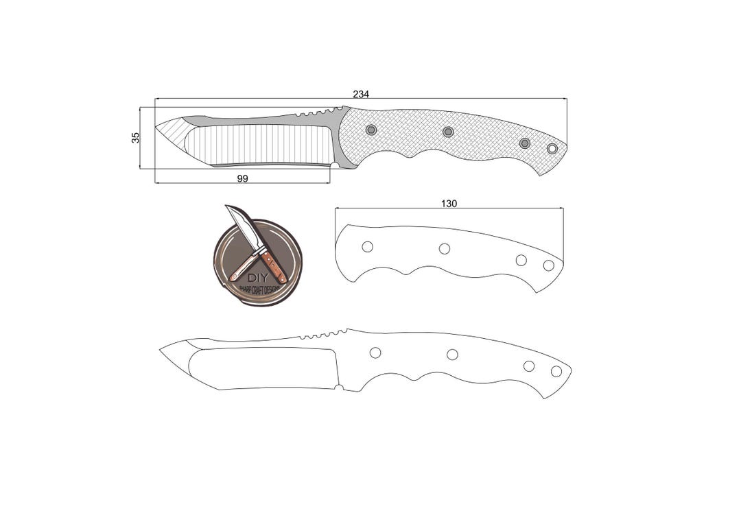 Tactical Knife Template: Compact Survival Blade Design (PDF DWG DXF) - Etsy