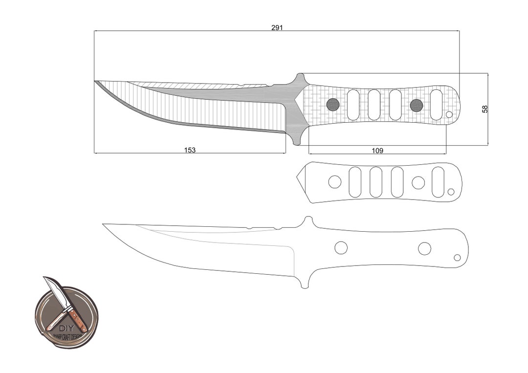 Custom Knife Template Digital Download, DIY Knife Design DXF DWG Pdf ...