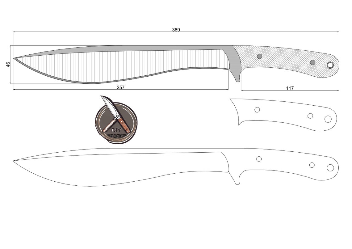 Full-length Tactical Knife Design | Pdf, DWG, and DXF Files | Custom ...