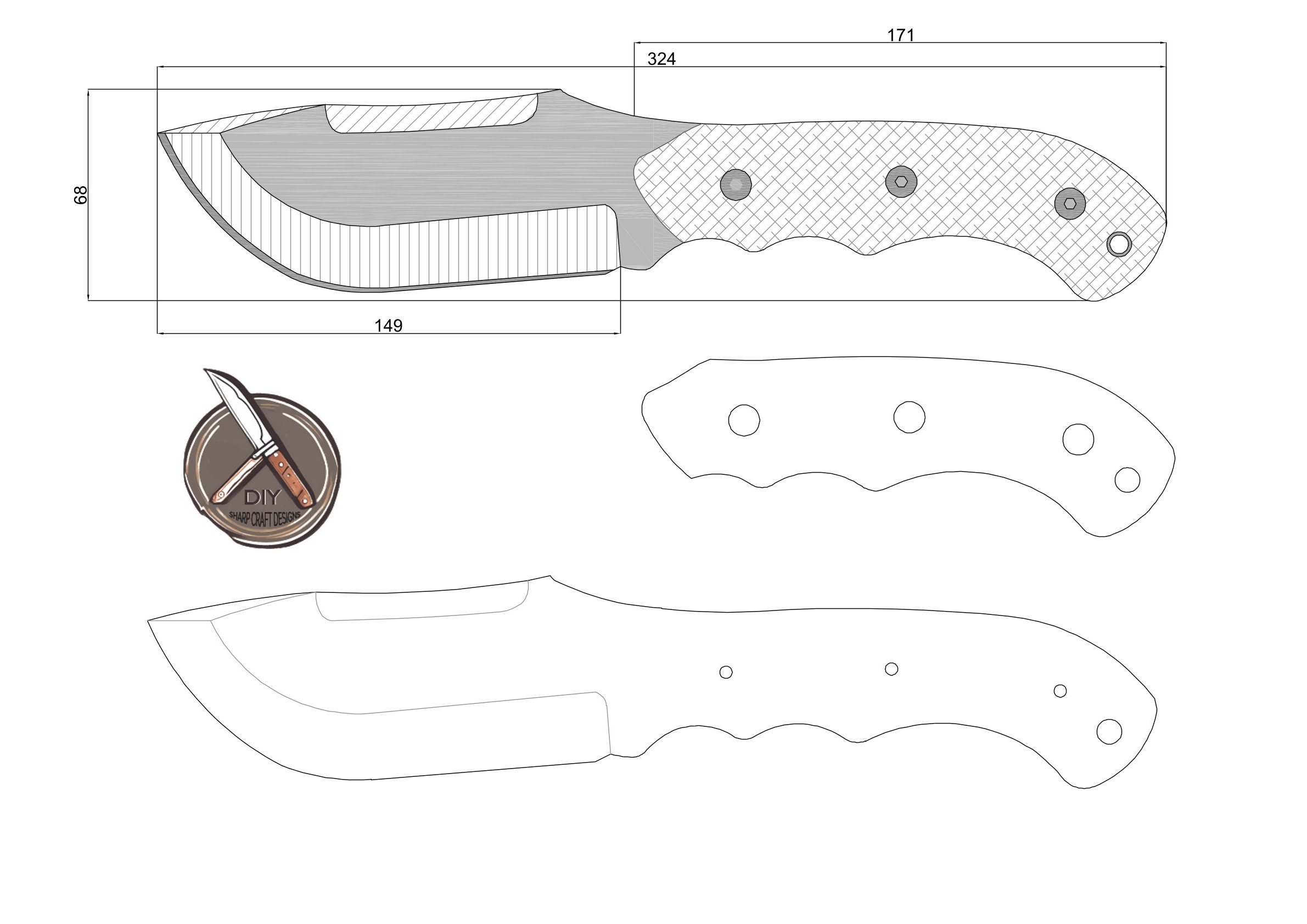 Custom Cleaver Knife Template for DIY Enthusiasts - Pdf, DXF, DWG Files ...