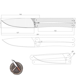 Folding Chef Knife Design Template - Digital Pdf DWG DXF Blueprints for ...