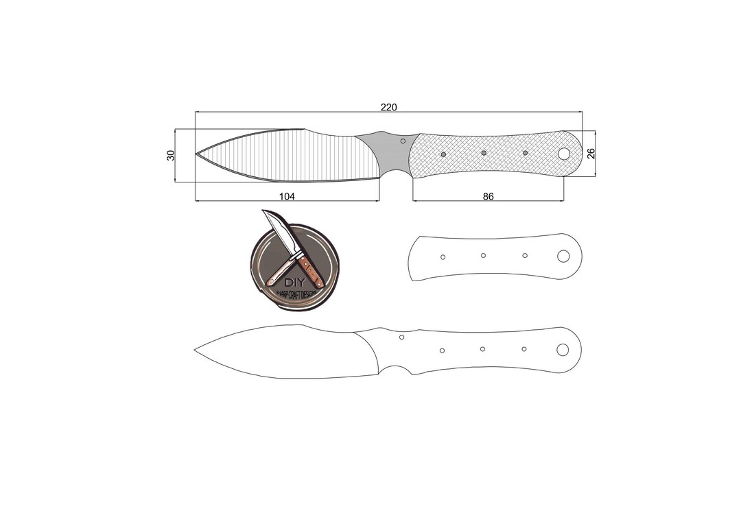 Compact EDC Knife Template | Pdf Dxf Dwg Digital Download for CNC Laser ...