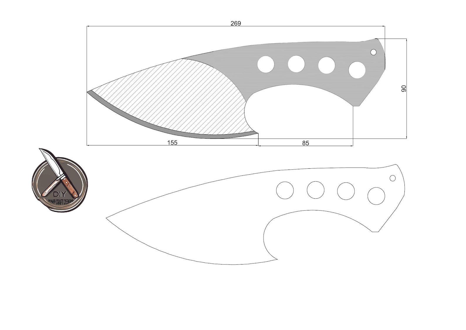 Tactical Skinner Knife Template | Pdf Dxf Dwg Digital Download for CNC ...