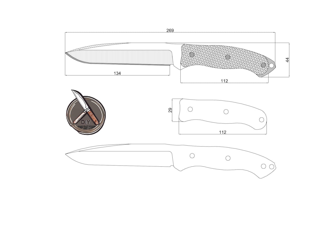 Bushcraft Knife Template: Outdoor Knife Design (PDF, DWG, DXF) - Etsy