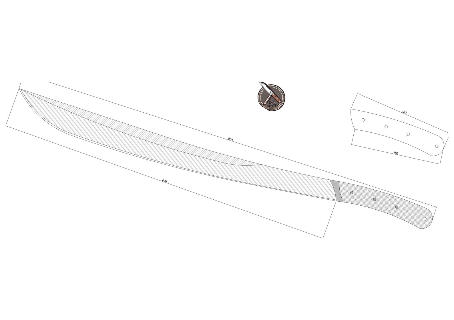 Machete Knife Design Template - Digital Pdf DWG DXF Plans for Custom ...