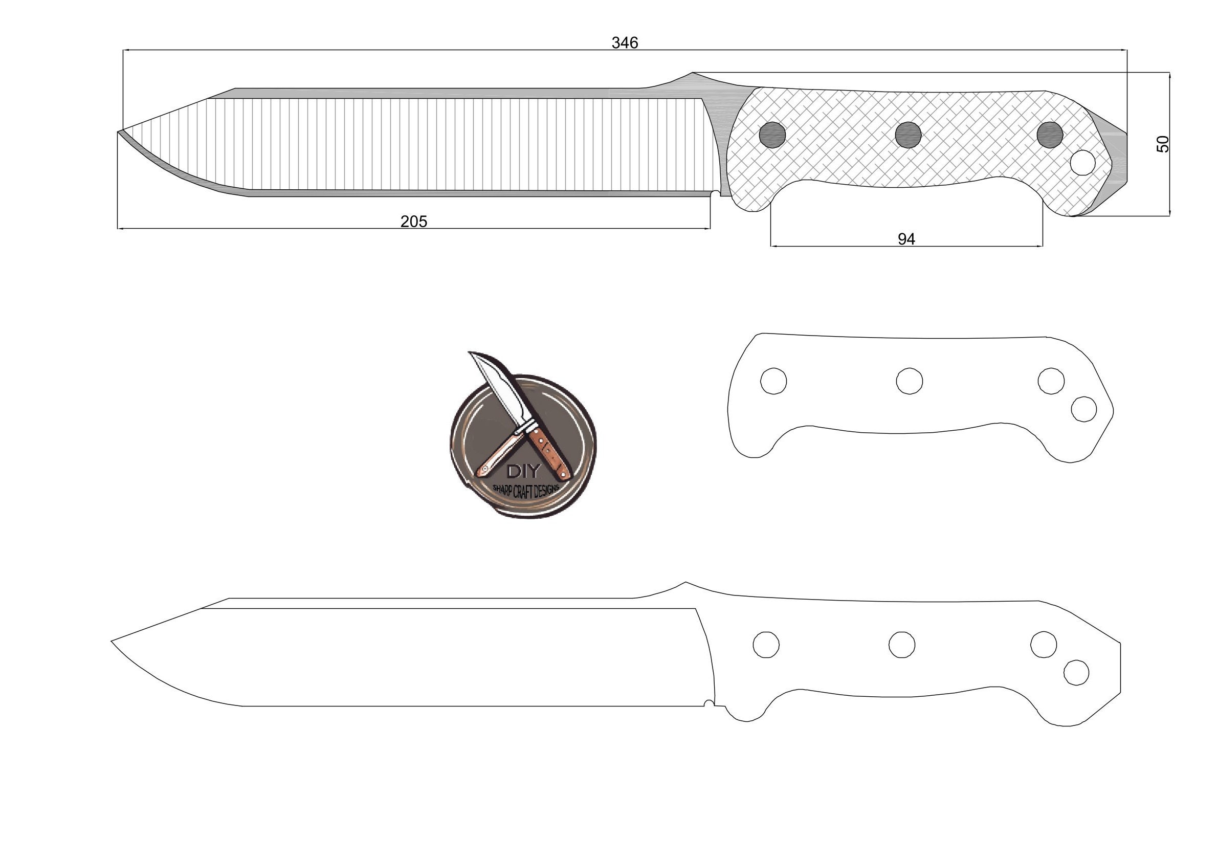 Tactical Fixed Blade Knife Design Plan - Pdf, DWG, DXF Blueprints for ...
