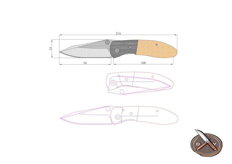 Sleek Folding Knife Design Blueprint, Tactical EDC Craftsmanship Guide ...
