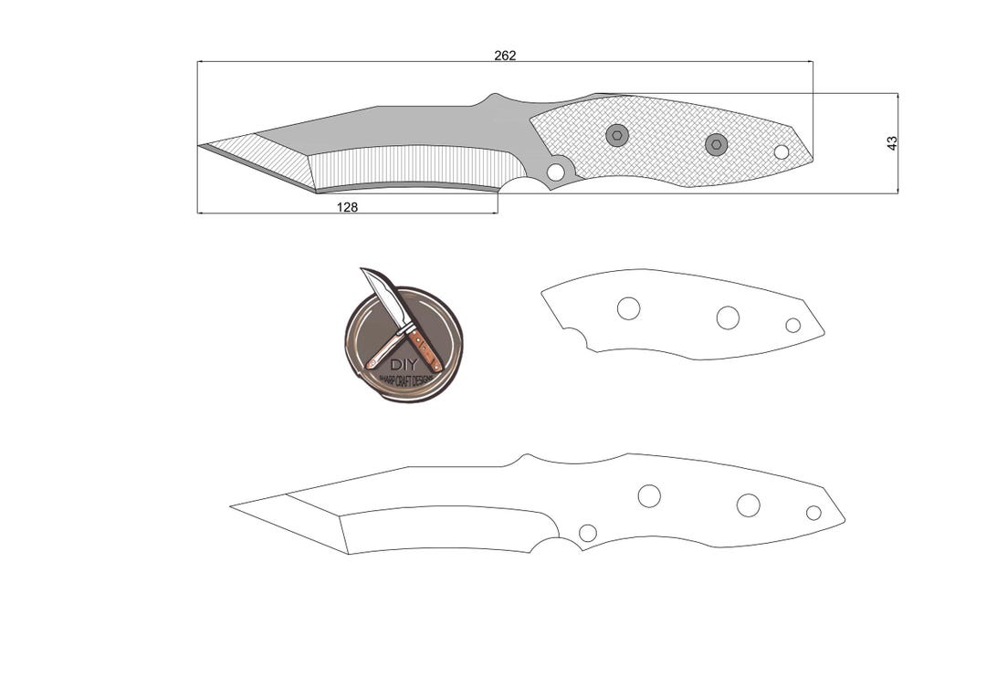 Tanto Knife Template: DIY Tactical Blade Design (PDF Dwg Dxf) - Etsy