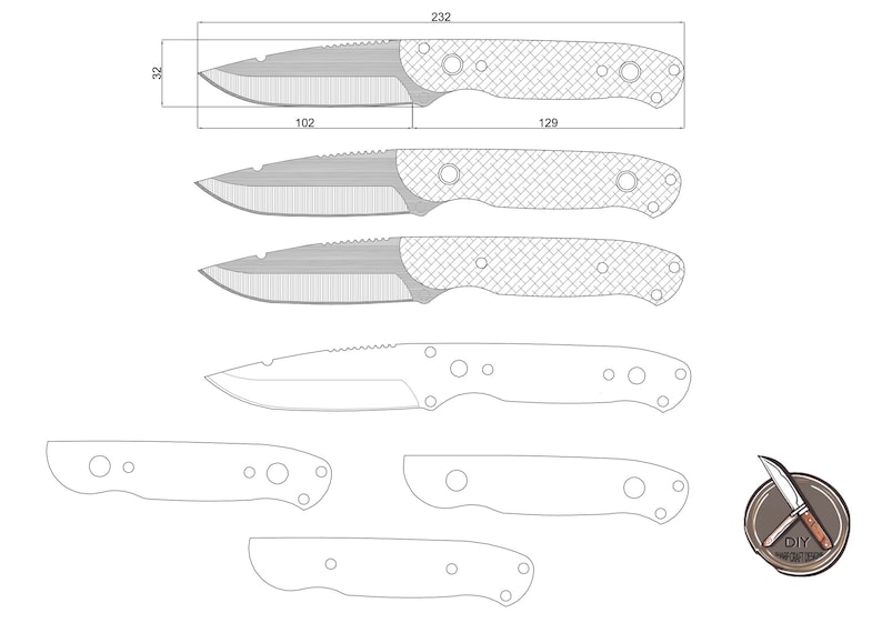 Multi-model Knife Set Digital Template, EDC and Tactical Knife Design ...