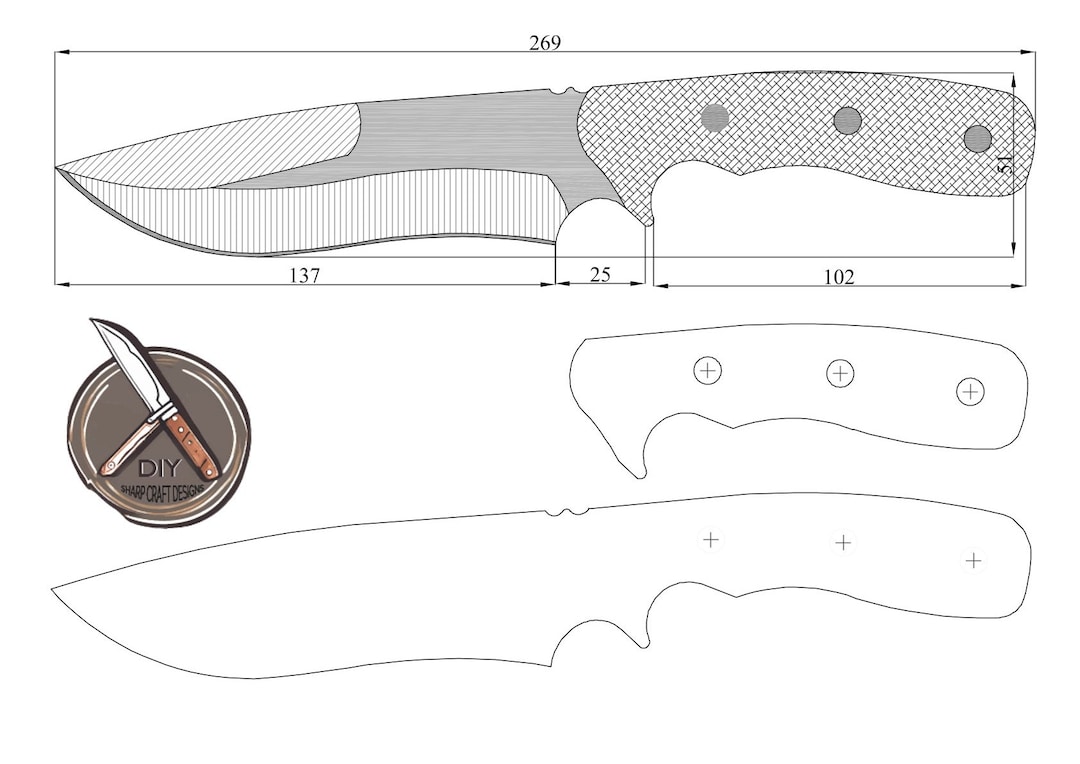 Elegant Fillet Knife Template - Precision 269mm Fishing Knife DXF, DWG ...