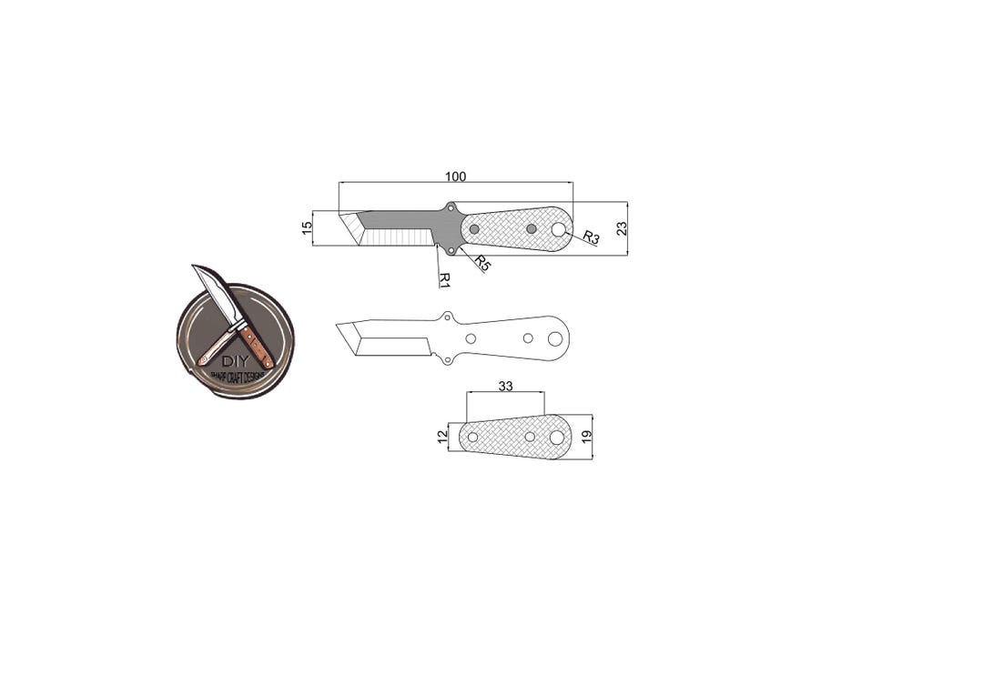 Compact Tanto Knife Design | Pdf, DWG, and DXF Files | Small Tactical ...