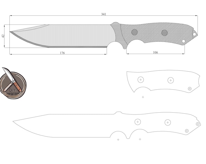 Precision Knife Blueprint & Template | DIY Knife Crafting Plans | DWG ...