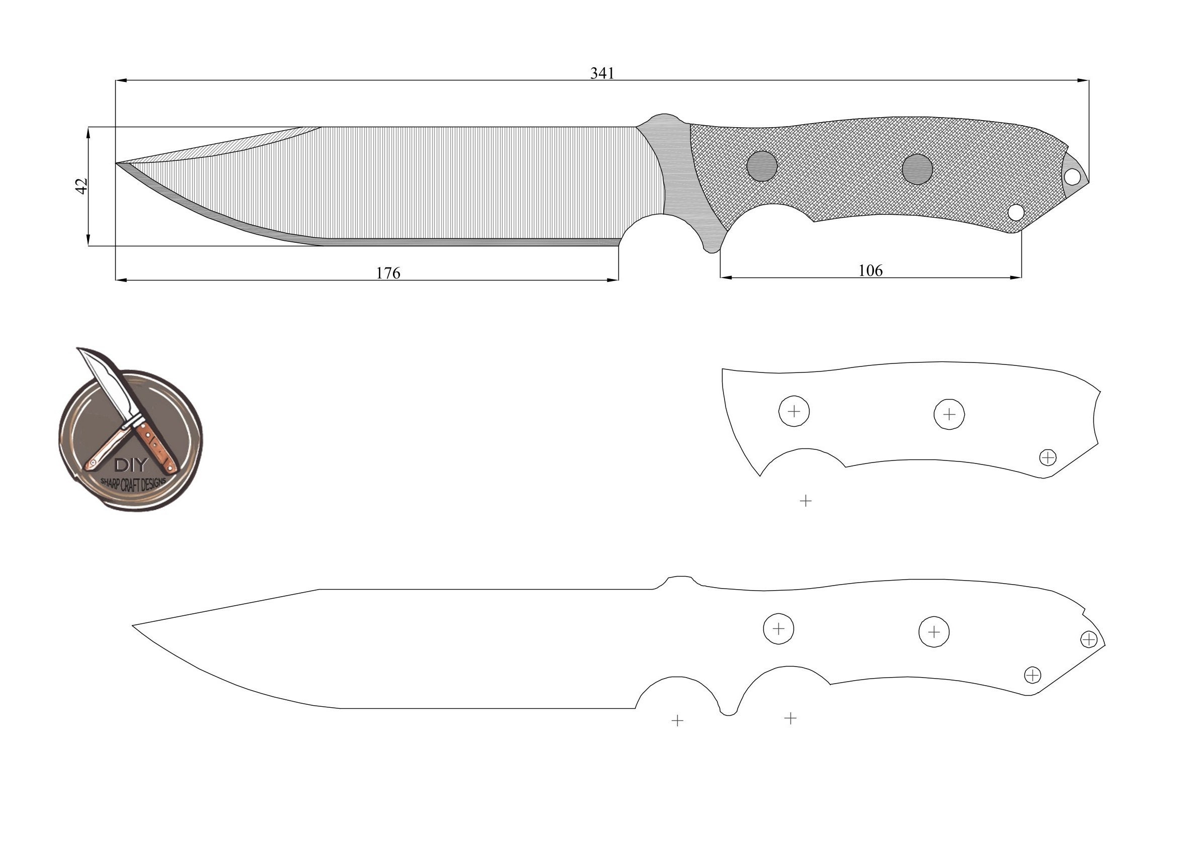Precision Knife Blueprint & Template | DIY Knife Crafting Plans | DWG ...