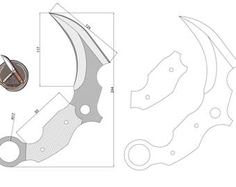 Advanced Karambit Knife Template for Diy Knife Makers, Pdf Dwg Dxf ...
