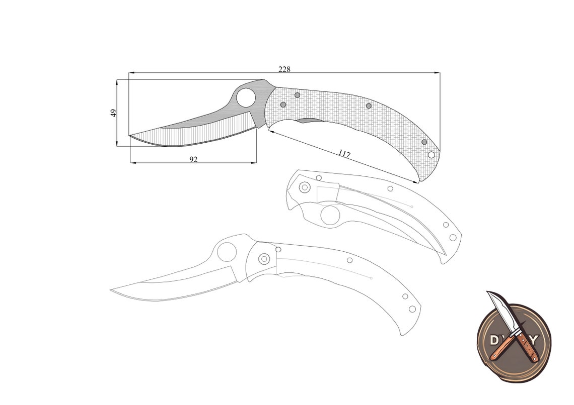Knife Drawing Sketch Printable Templates Custom Knife - Etsy