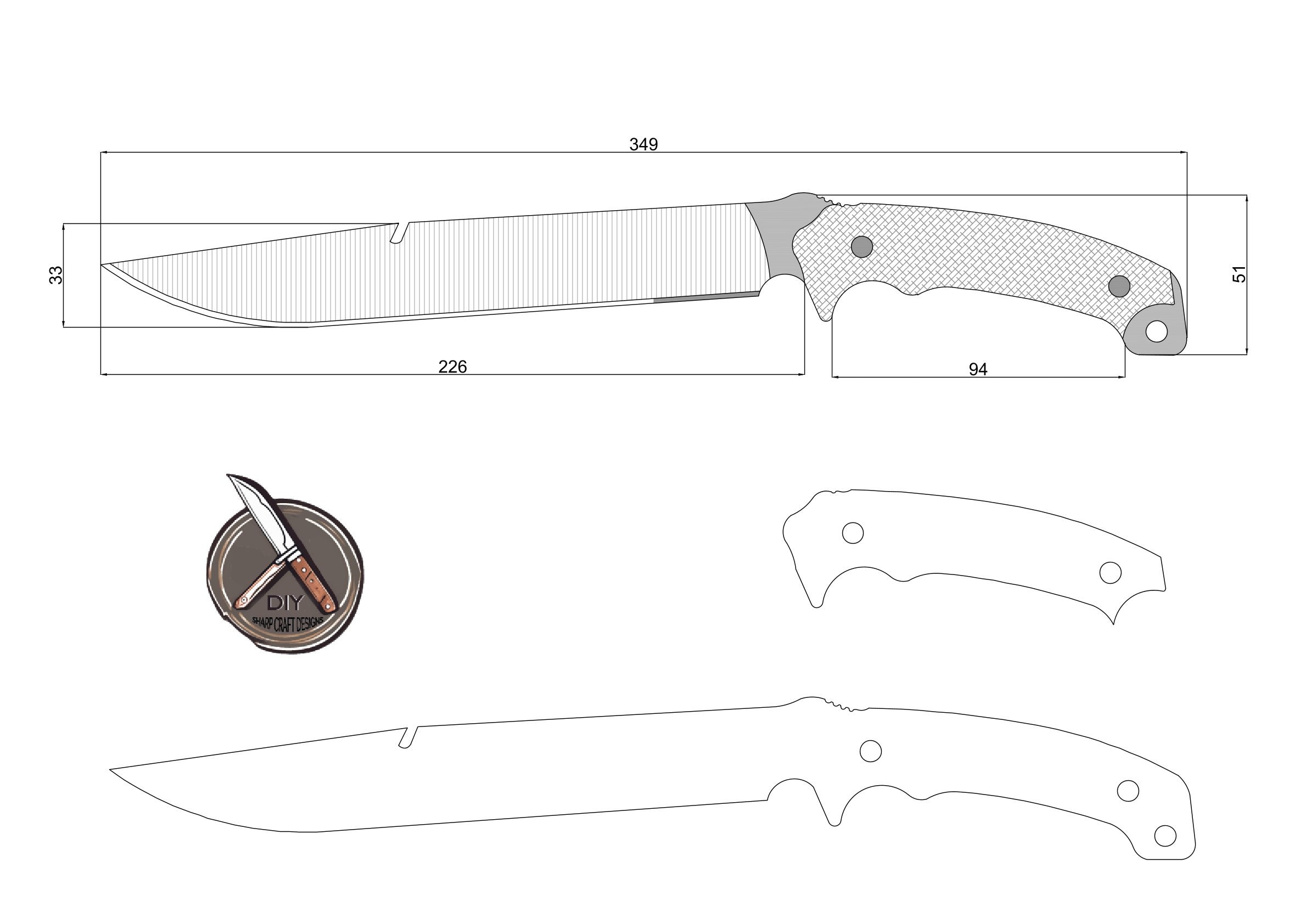 Large Tactical Knife Design High-quality Pdf, DWG, and DXF Files DIY ...