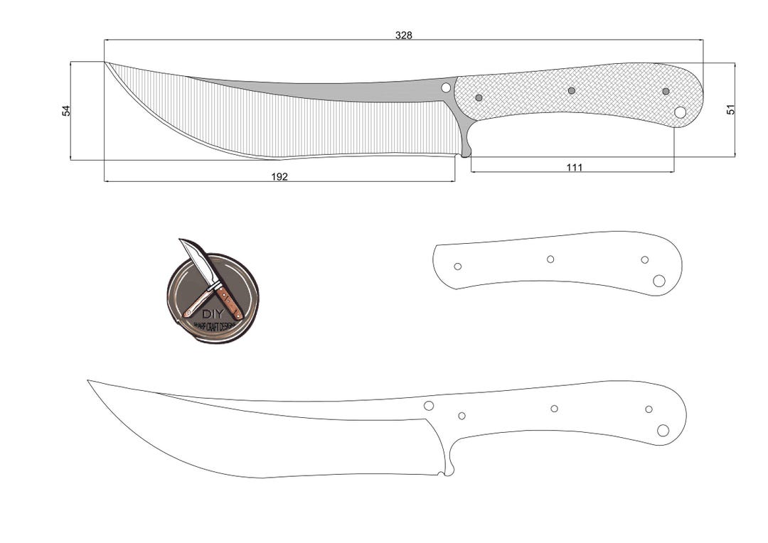 Curved Butcher Knife Design | Pdf, DWG, and DXF Files | DIY Custom ...