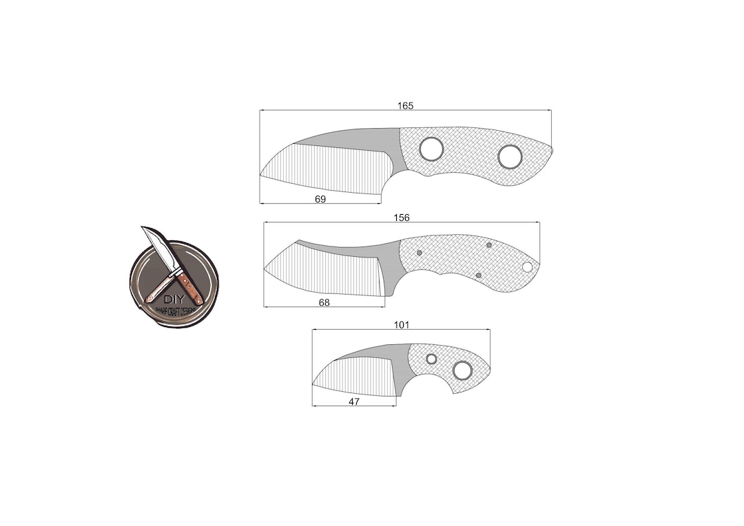 Compact Fixed Blade Knife Design Set | Pdf, DWG, and DXF Files | DIY ...