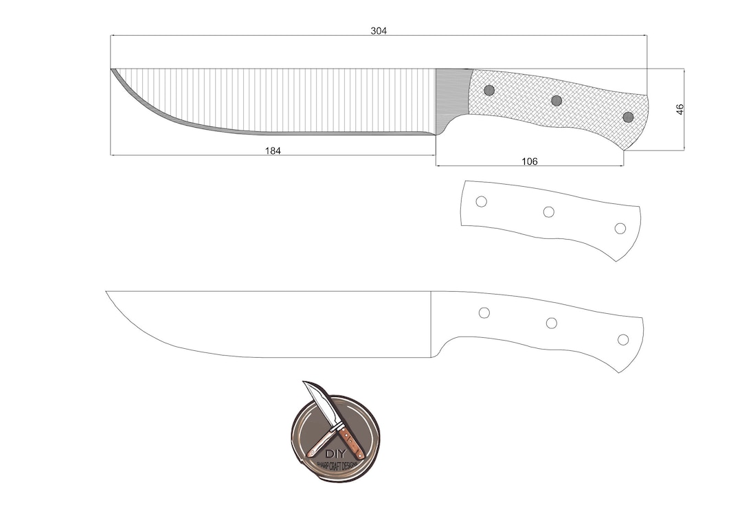 Custom Skinner Knife Digital Template for Hunters - PDF, DXF, DWG ...