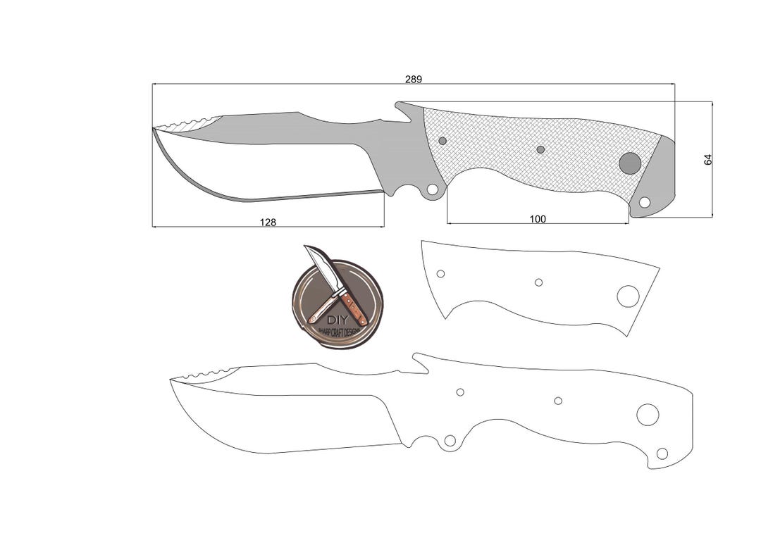 Digital Knife Template With Handle and Blade Plans for Diy Knife Makers ...