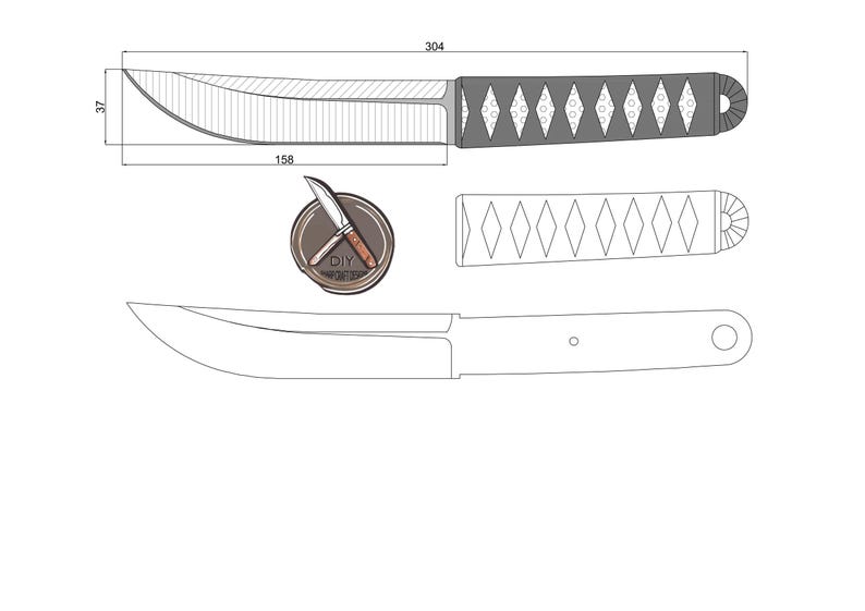 Japanese Tanto Knife Template | Digital Blade Design Pdf Dxf Dwg | CNC ...