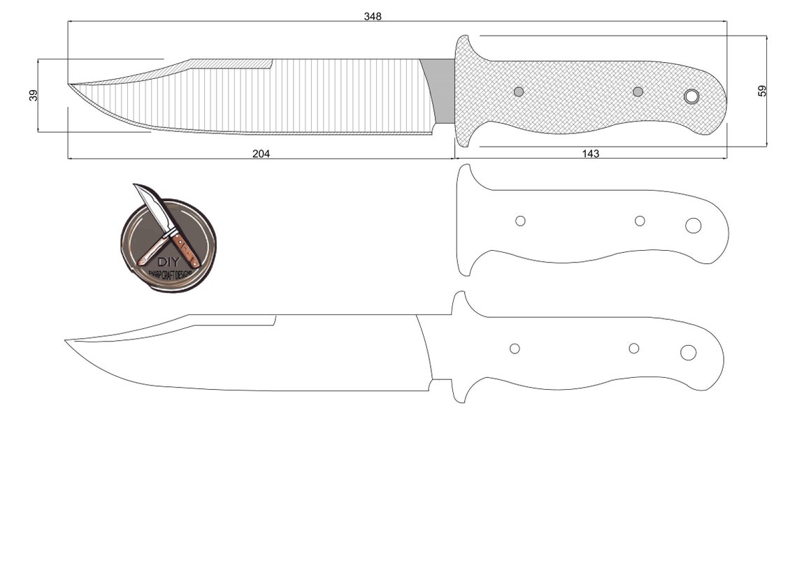 Large Tactical Knife Design | High-quality Pdf, DWG, and DXF Files ...