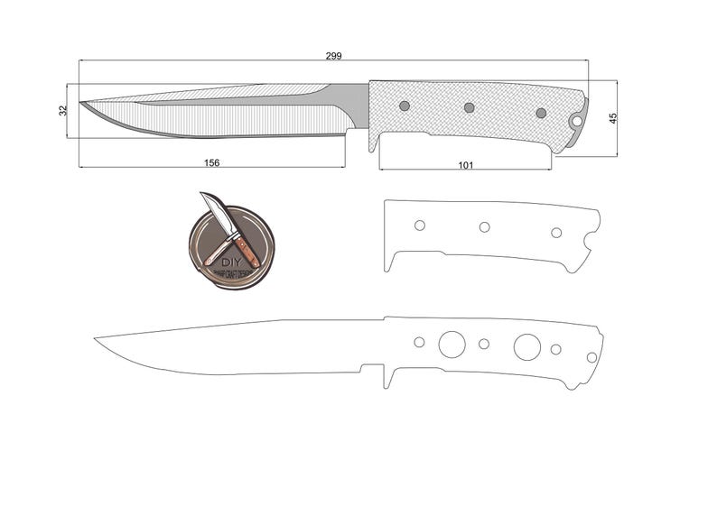Digital Knife Template Design | Pdf Dwg Dxf Formats | DIY Knife Plans ...