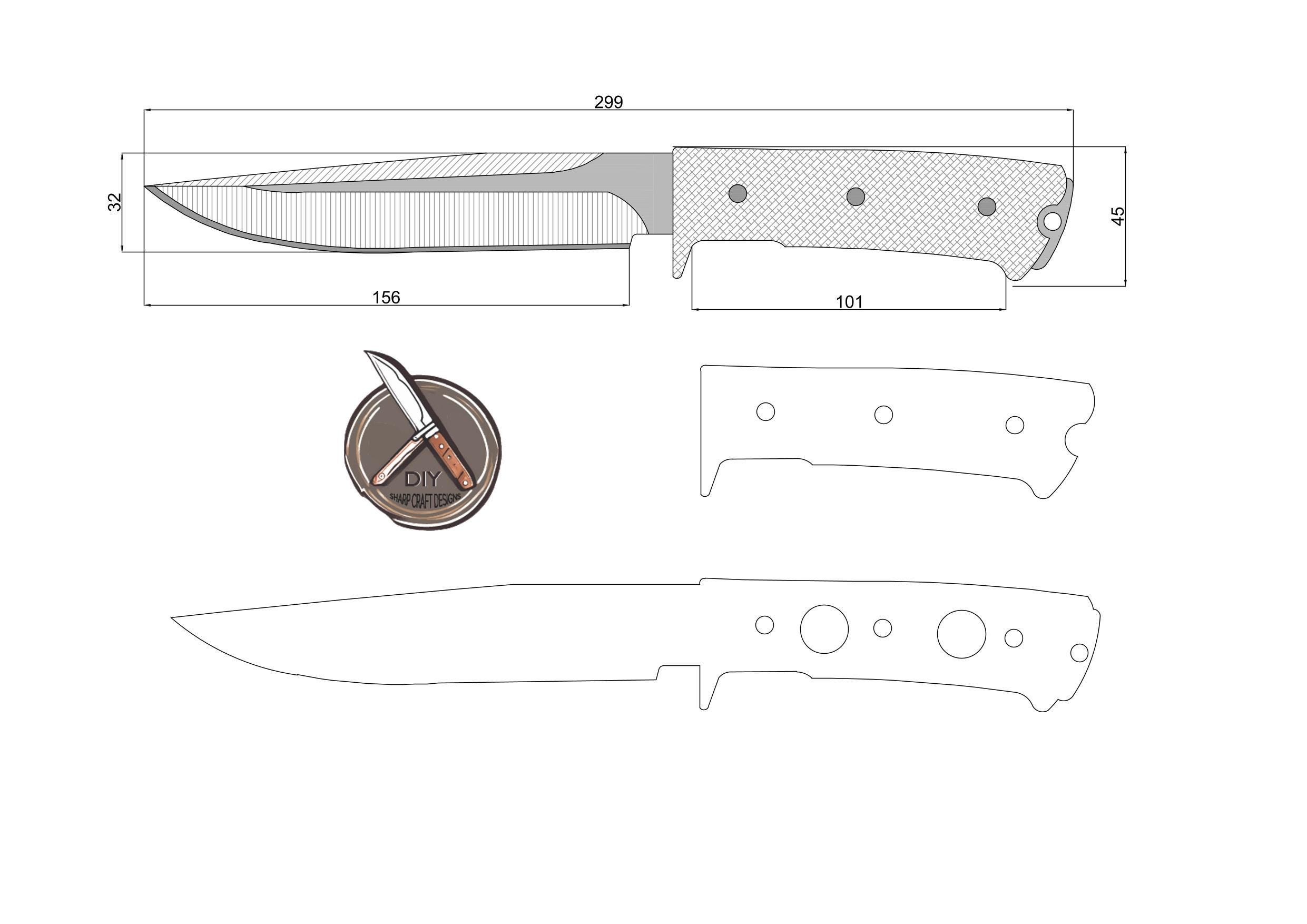 Digital Knife Template Design | Pdf Dwg Dxf Formats | DIY Knife Plans ...