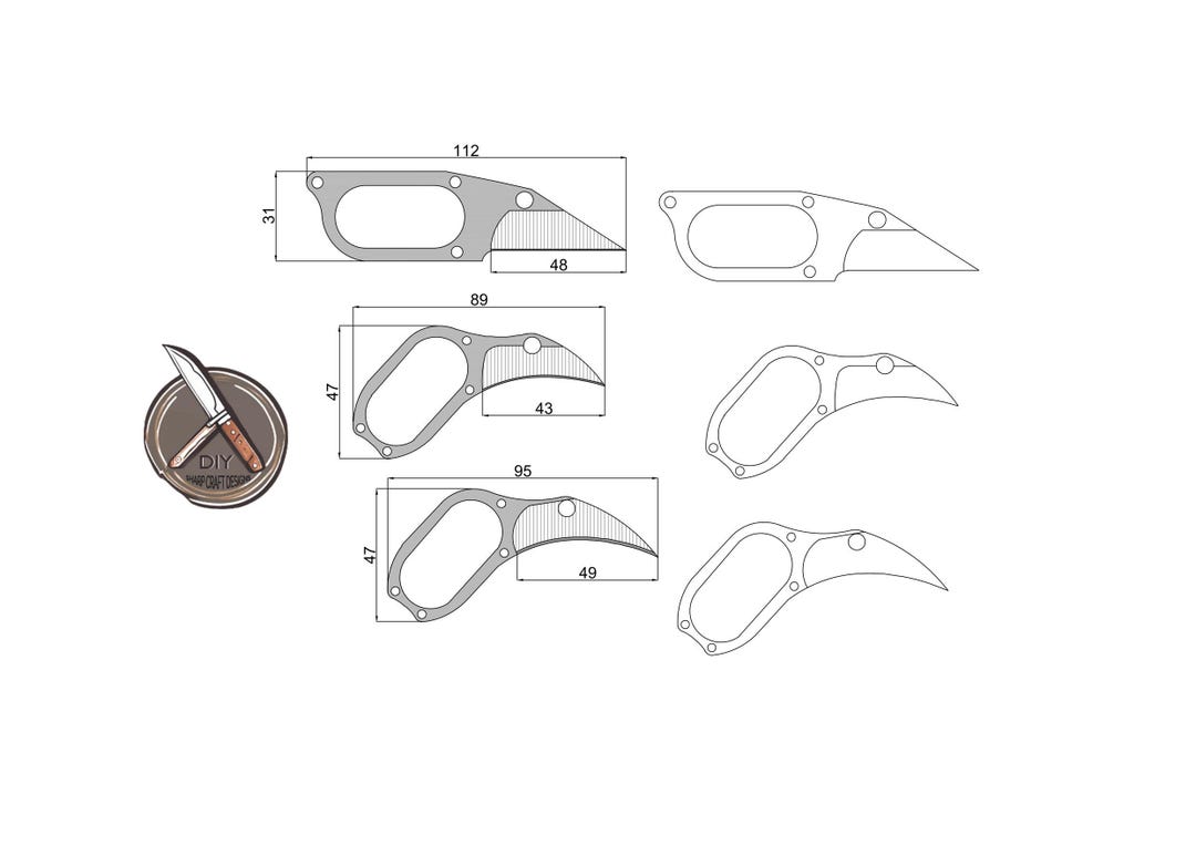 Compact Karambit Knife Template Plans for Diy Makers, Pdf Dwg Dxf Files ...