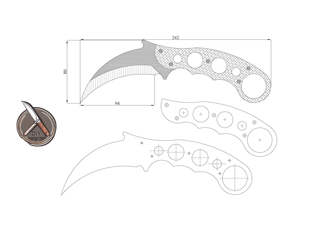 Ergonomic Karambit Knife Template | Easy-to-follow Crafting Plan ...