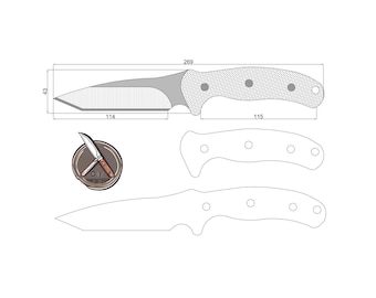 Hunting Knife Design Template - Digital Dwg, Dxf, and Pdf Files for DIY ...