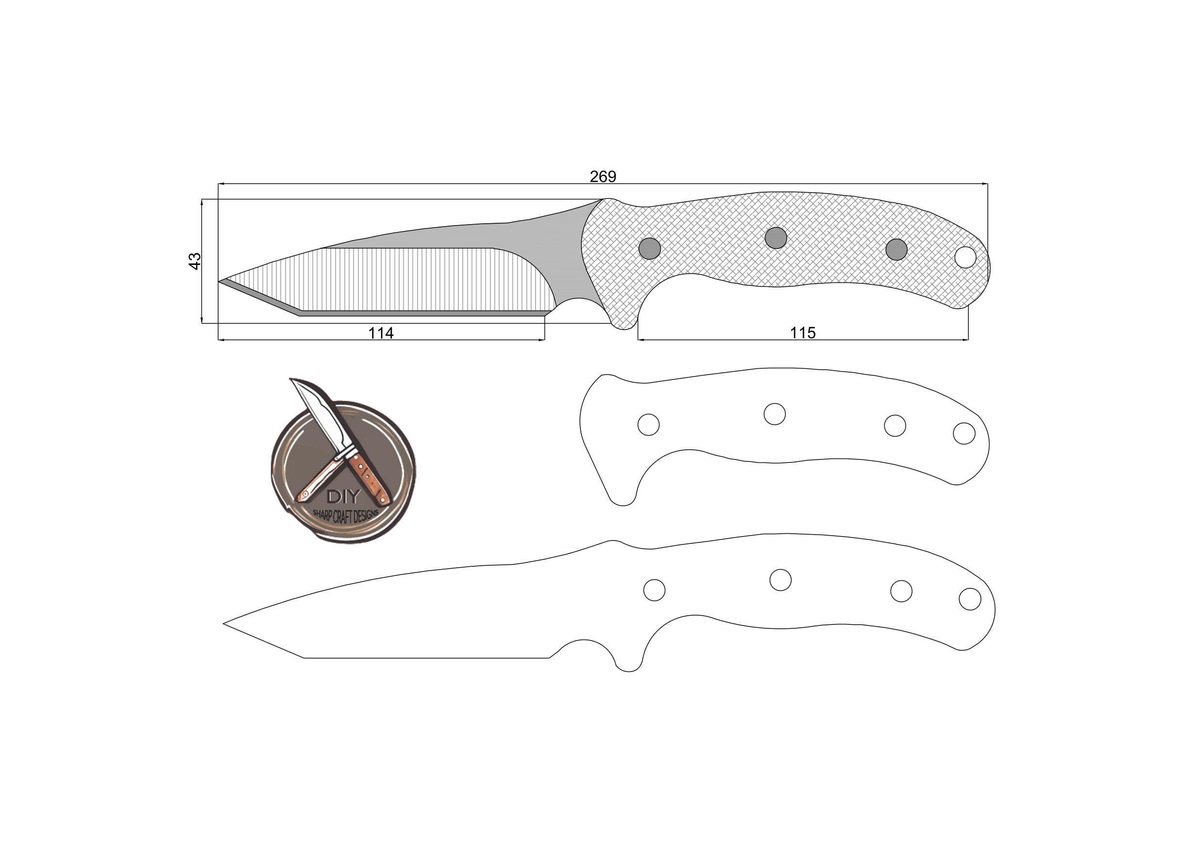 Compact Knife Design Template - Digital Dwg, Dxf, and Pdf Files for DIY ...