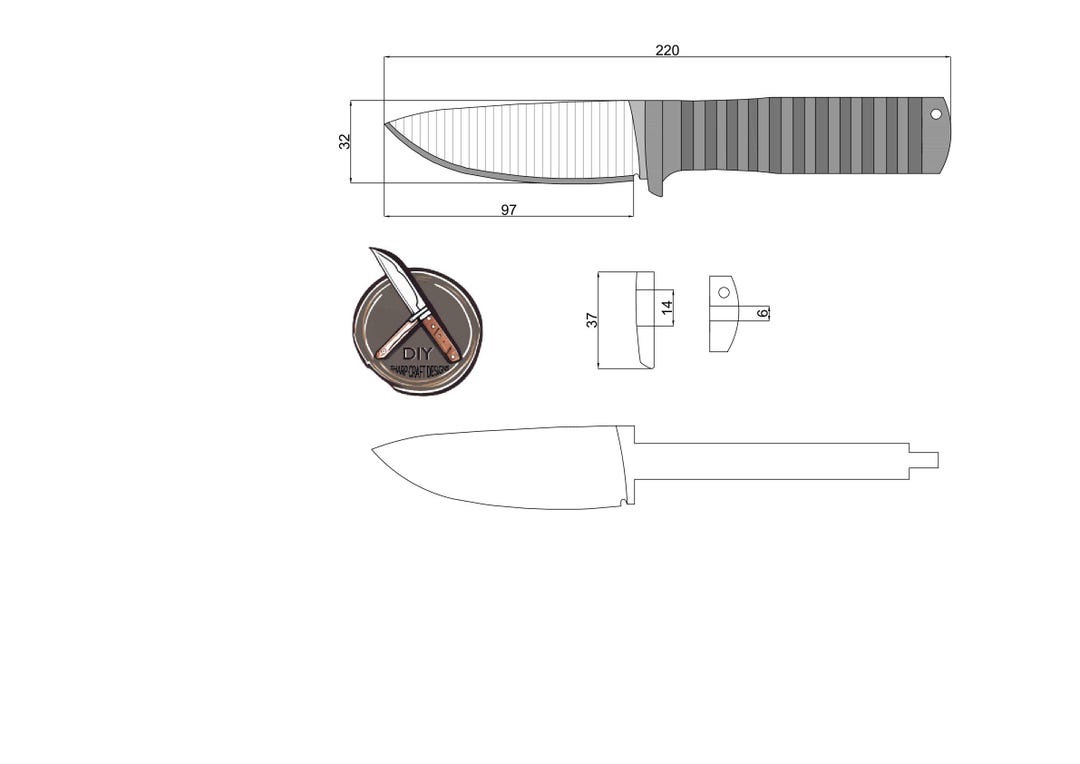 Compact Tactical Knife Design | Pdf, DWG, and DXF Files | DIY Custom ...
