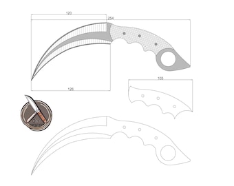 Advanced Karambit Knife Template for Diy Knife Makers, Pdf Dwg Dxf ...
