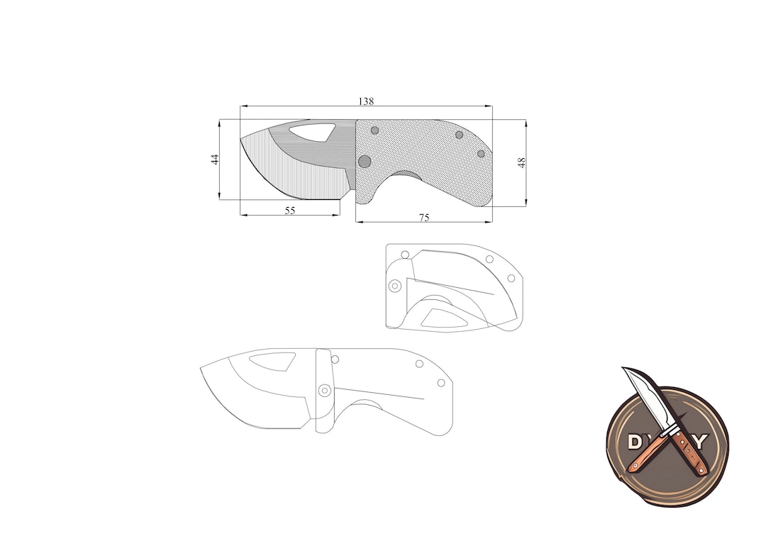 Knife Drawing, Sketch, Printable Templates, Custom Knife Plans, Design ...