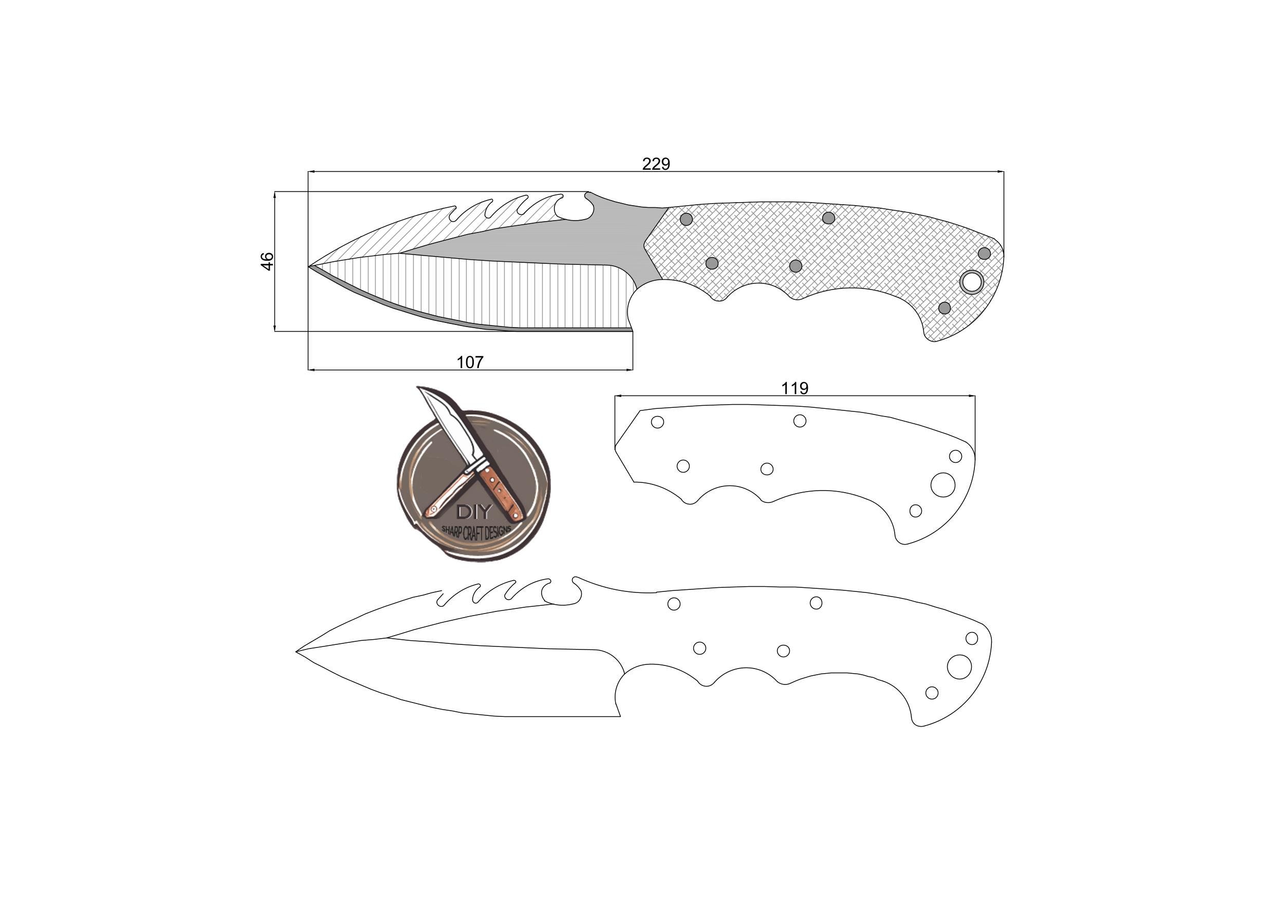Digital Knife Template Plans for Diy Knife Makers, Pdf Dwg Dxf ...