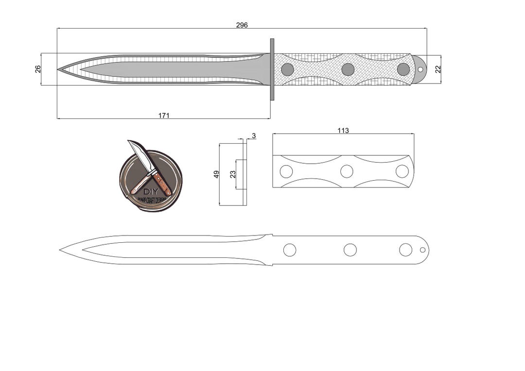 Double-edged Dagger Design | Pdf, DWG, and DXF Files | Customizable ...