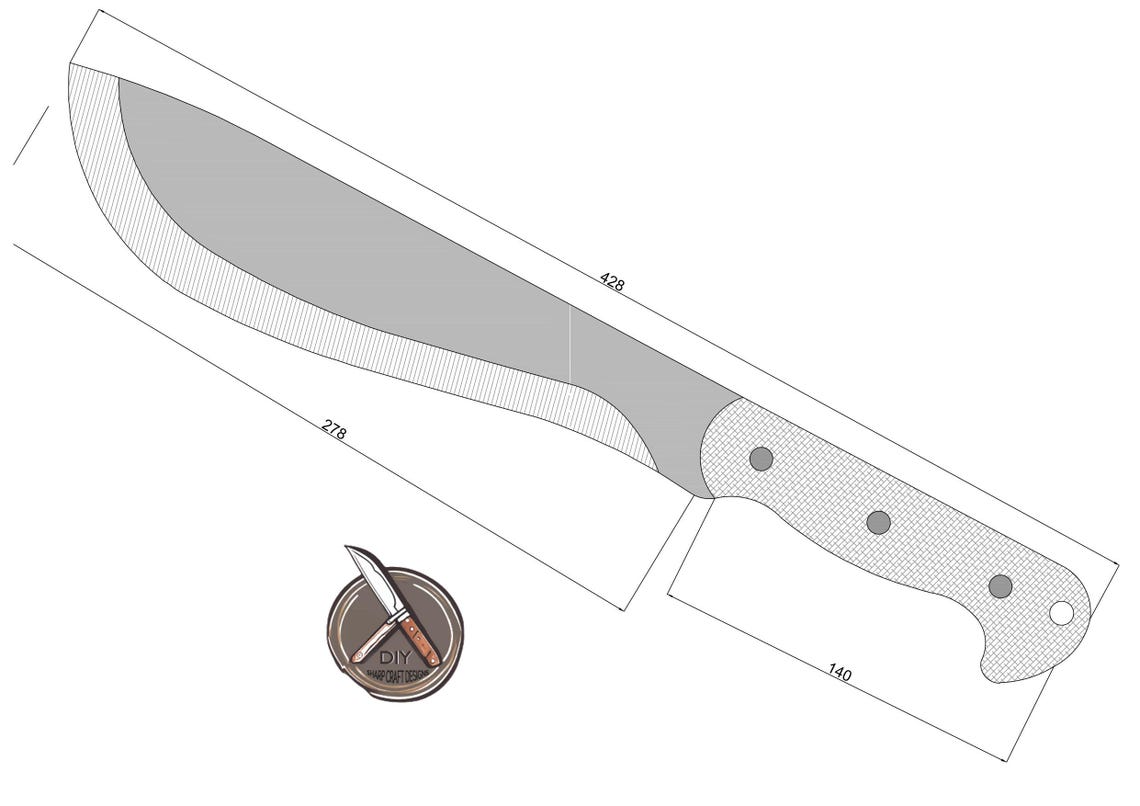 Machete Knife Template | Digital Knife Pattern PDF Dxf Dwg | CNC ...