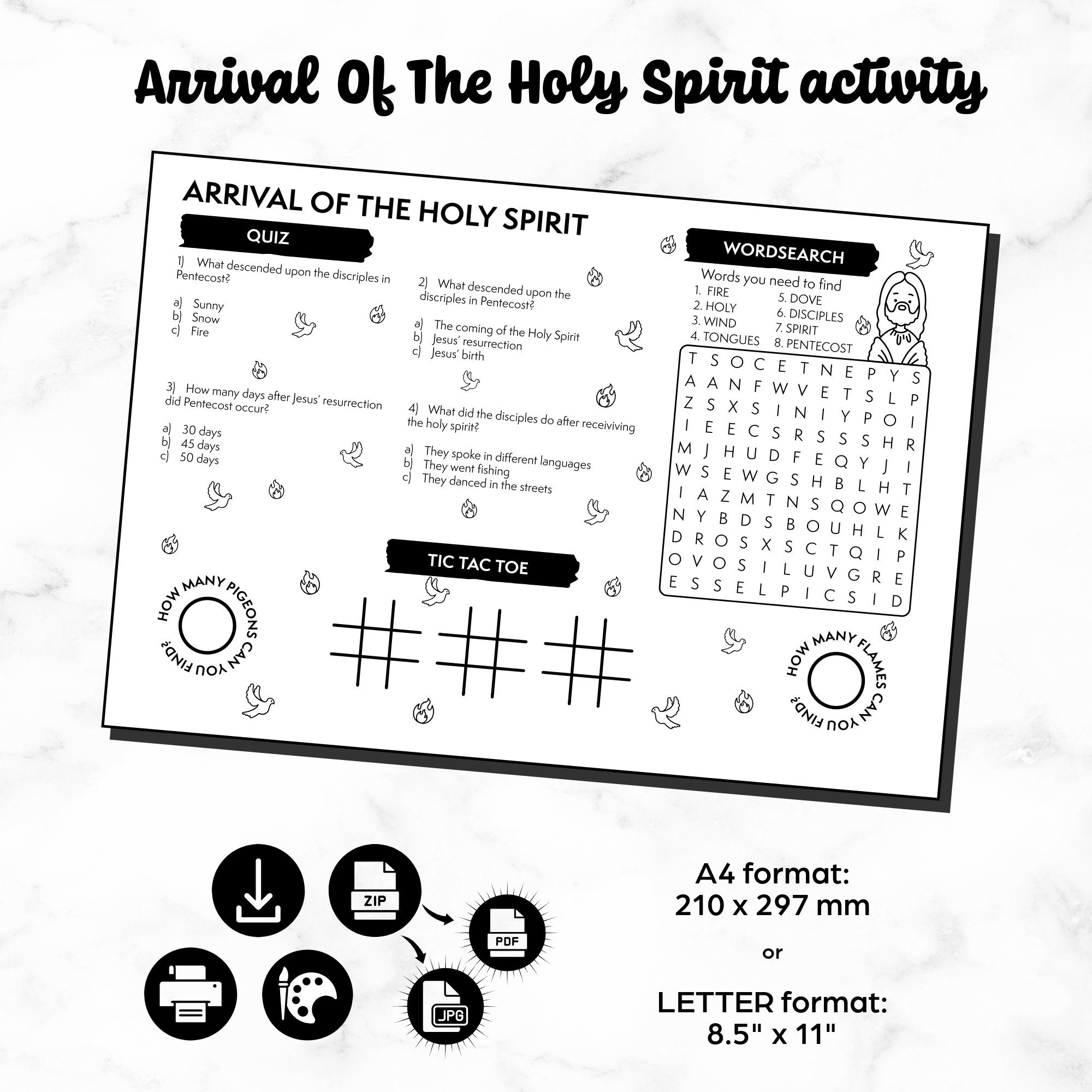 Pentecost Monday Bookmark and Activity - Etsy