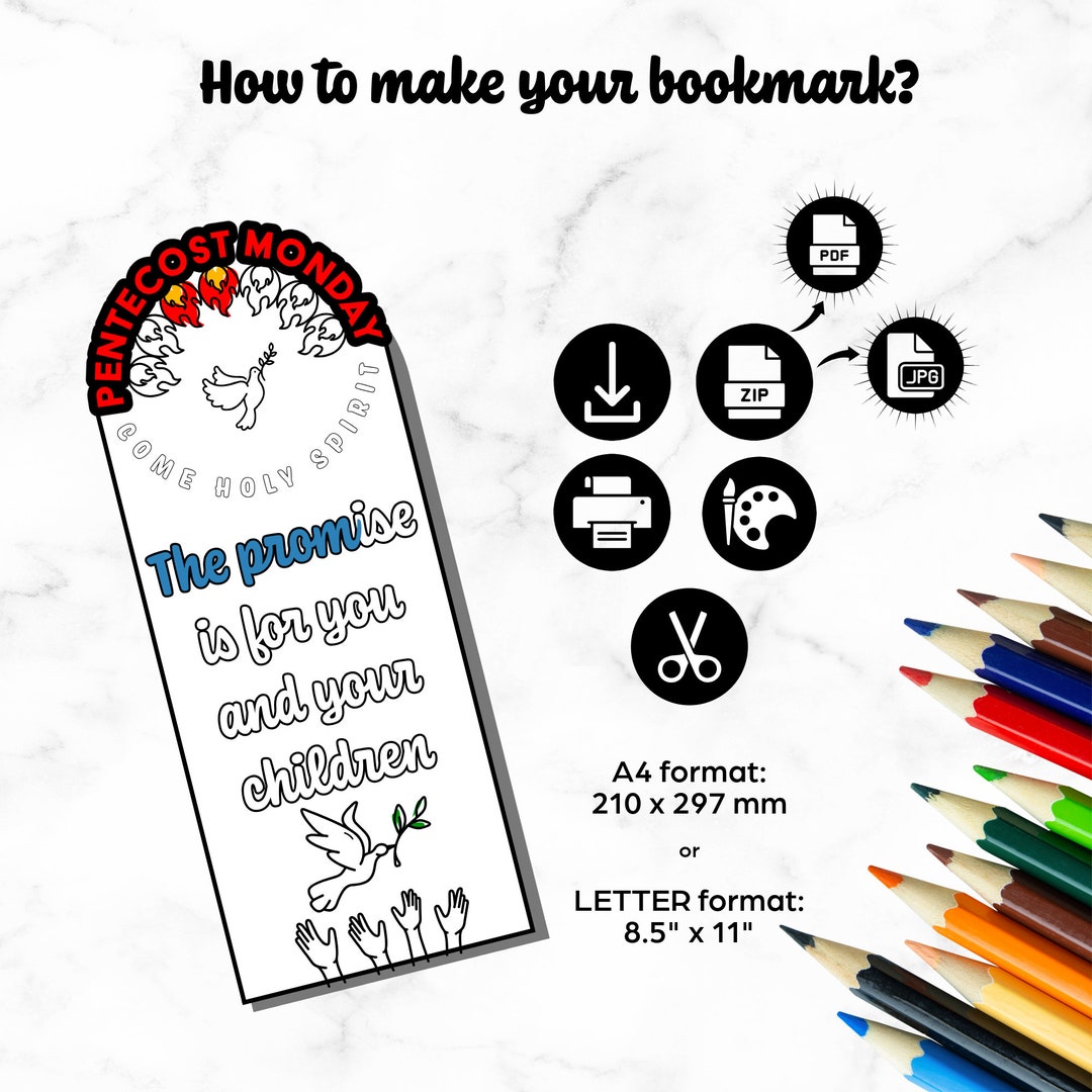 Pentecost Monday Bookmark and Activity - Etsy