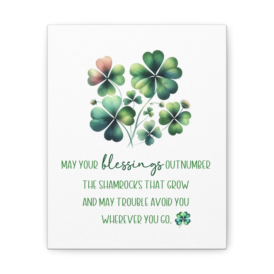 Irish Blessing 8 X 10 Canvas, Stunning Watercolor Shamrocks, Blessings ...