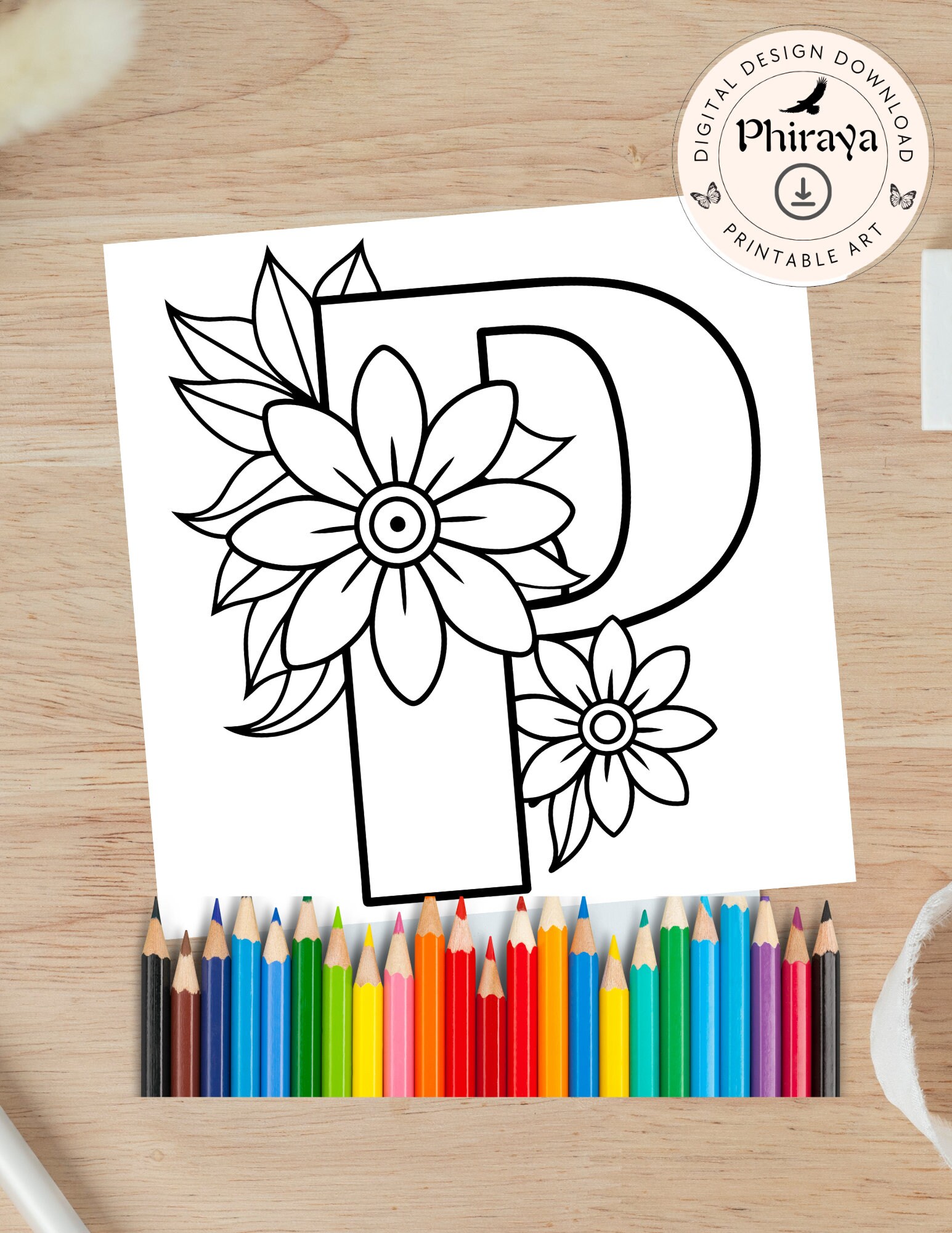 26 Alphabets Coloring Book, A-Z Letters Coloring, Letters With Flowers ...