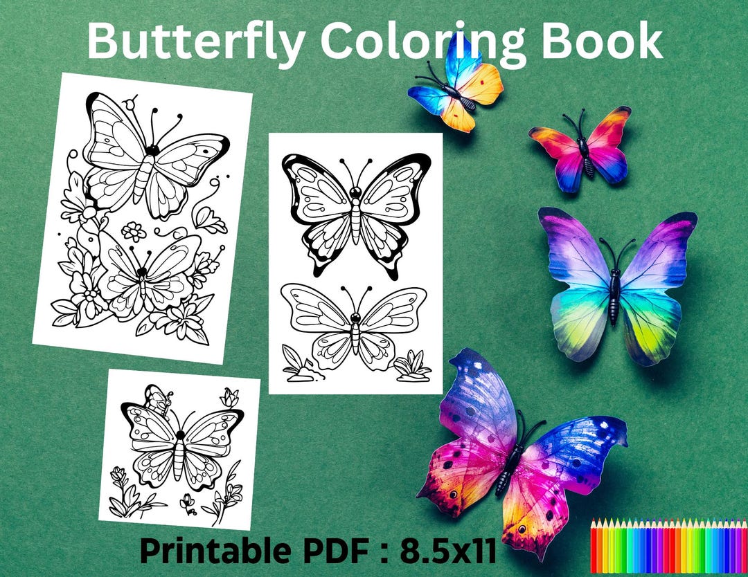 50 Butterfly Coloring Books, Printable Design Download, Coloring ...
