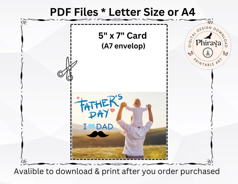 Happy Father's Day Digital Card / Digital Design of Card / Printable ...