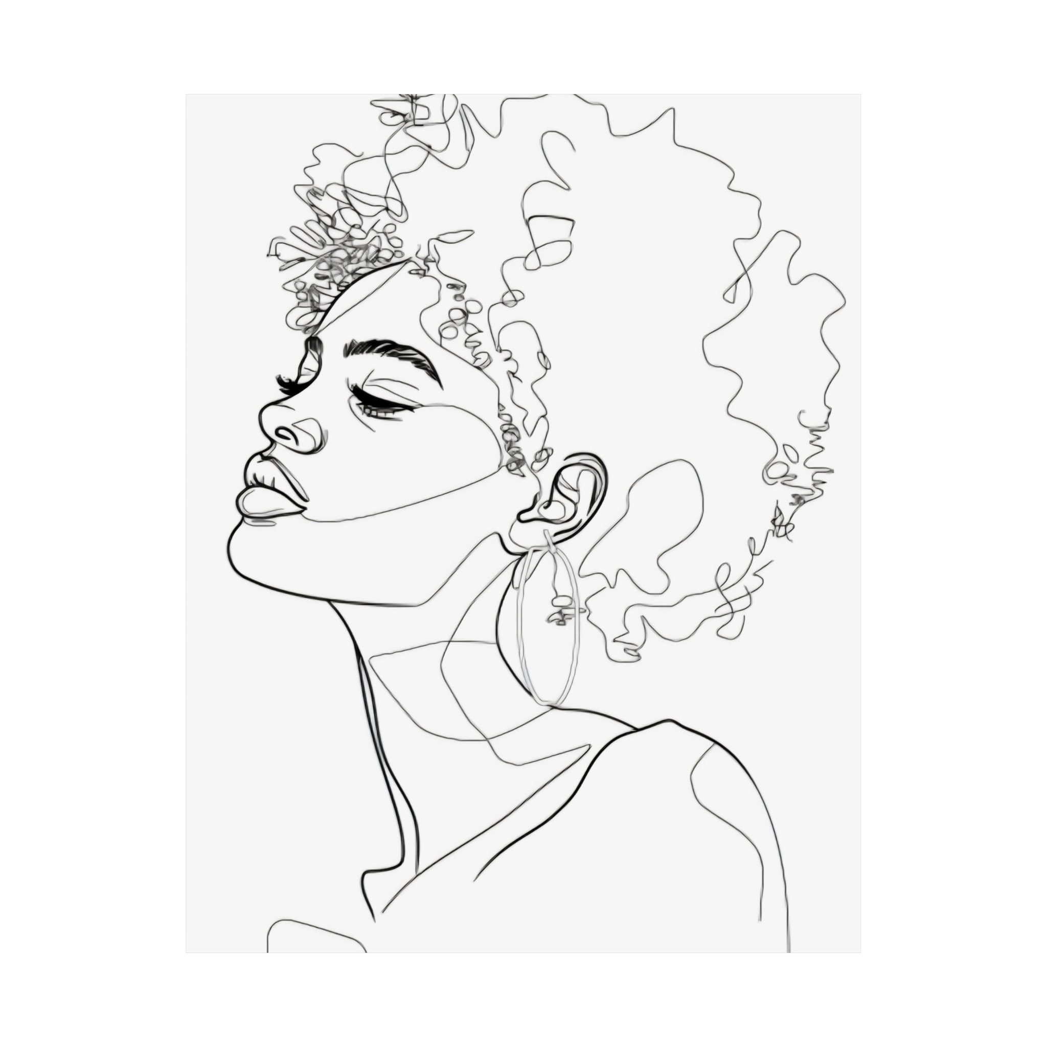 Black Woman Line Art W/ Afro 2 Portrait Matte Vertical Posters - Etsy